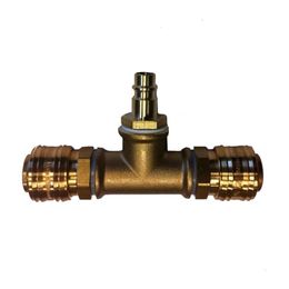 Druckluft Messing T St&uuml;ck Set 2 Kupplungen 1 Stecker