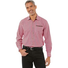 Herren Karohemd mit Kn&ouml;pfen in Horn-Optik kirsche-kariert, Gr&ouml;&szlig;e 41/42