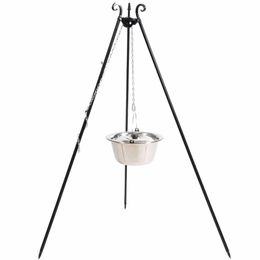 Dreibein Grill mit Edelstahltopf 14l, 180 cm, Outdoor Kochset