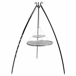 Schwenkgrill, Edelstahl Doppelrost, 200cm Dreibein Grill, 70+40cm Rost