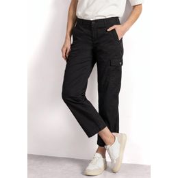 Street One Damen Stoffhoseschwarz, Gr. 42, unifarben, Web, 98% Baumwolle, 2% Elasthan, Hosen, im Cargo-Style