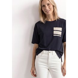 Street One Damen T-Shirtshadowed navy, Gr. 40, unifarben, Web, Obermaterial: 48% Baumwolle, 48% Modal, 4% Elasthan. Obermaterial 2: 60% Polyester,