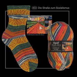 Pullover- und Sockenwolle 4-fach in Variation nach Hundertwasser-Werken von Opal, Die Stra&szlig;e zum Sozialismus - Werk 833, aus Schurwolle