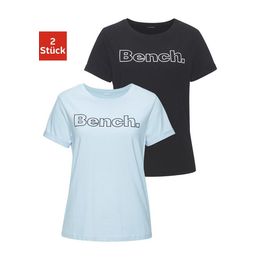 BENCH. LOUNGEWEAR T-Shirt mehrfarbig Gr. 36/38 f&uuml;r Damen. Rundhals und Logodruck. Bequem. Nachhaltig.