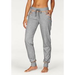 BENCH. LOUNGEWEAR Relaxhose mehrfarbig Gr. 36/38 f&uuml;r Damen. Mit Logoschriftzug. Bequem. Nachhaltig.
