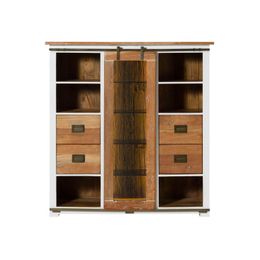 Highboard Mango / Altholz 142x45x147 wei&szlig; lackiert RAILWAY LUX #521