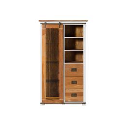 Vitrine Mango / Altholz 100x45x175 wei&szlig; lackiert RAILWAY LUX #525