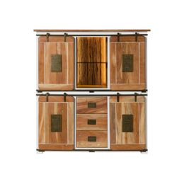 Highboard Mango / Altholz 150x45x160 wei&szlig; lackiert RAILWAY LUX #520