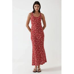 Allower Bl&uuml;tenmuster U-Hals Maxikleid