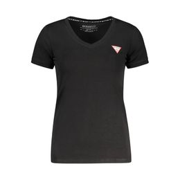 Guess Jeans Schwarzes Baumwoll-T-Shirt f&uuml;r Damen