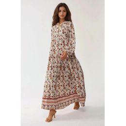 Bedrucktes V-Ausschnitt Maxikleid mit Kn&ouml;pfen