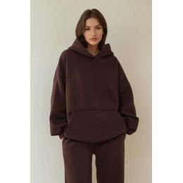 Lockerer Oversized-Pullover mit Kapuze und K&auml;ngurutasche