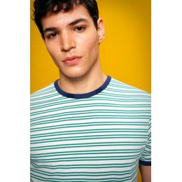 Herren gestreiftes Slim-Fit Rundhals-T-Shirt