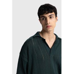 Herren Relaxed Baumwolle Texturiertes Polo T-Shirt