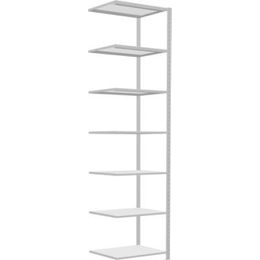 SCHULTE LAGERTECHNIK Fachbodenregal Stecksystem MultiPlus250, Anbauregal, 7 Fachb&ouml;den, Kreuzstrebe, B 750 x T 600 x H 3000 mm, Lichtgrau RAL 7035