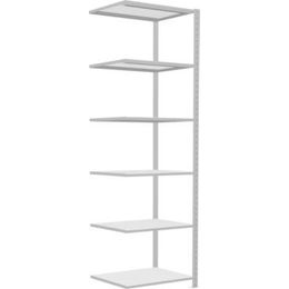 SCHULTE LAGERTECHNIK Fachbodenregal Stecksystem MultiPlus250, Anbauregal, 6 Fachb&ouml;den, Kreuzstrebe, B 750 x T 600 x H 2500 mm, Lichtgrau RAL 7035