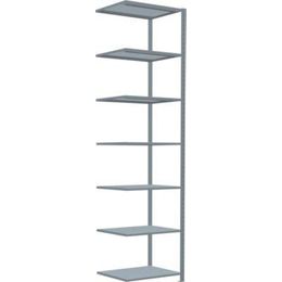SCHULTE LAGERTECHNIK Fachbodenregal Stecksystem MultiPlus250, Anbauregal, 7 Fachb&ouml;den, Kreuzstrebe, B 750 x T 600 x H 3000 mm, silbergrau/verzinkt