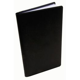 Korsch Taschenkalender Pluto 2027, 32 geheftete Seiten, austauschbares Adressheft, Kalendarium f&uuml;r D/GB/F/I, L 153 x B 87 mm, PVC, schwarz