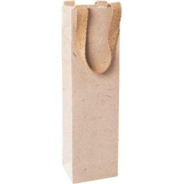 Sigel Flaschentasche Natural Red Coco, Gr&ouml;&szlig;e S, mit Bodeneinlage und breiten Jutegriffen, L 80 x B 100 x H 355 mm, Jutefaserpapier, beige, 5 St&uuml;ck