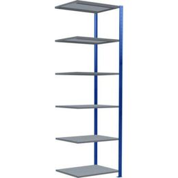 SCHULTE LAGERTECHNIK Fachbodenregal Stecksystem MultiPlus250, Anbauregal, 6 Fachb&ouml;den, Kreuzstrebe, B 750 x T 600 x H 2500 mm, Enzianblau RAL 5010