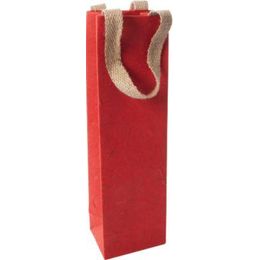 Sigel Flaschentasche Red Coco, Gr&ouml;&szlig;e S, mit Bodeneinlage und breiten Jutegriffen, L 80 x B 100 x H 355 mm, Jutefaserpapier, rot, 5 St&uuml;ck