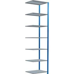 SCHULTE LAGERTECHNIK Fachbodenregal Stecksystem MultiPlus250, Anbauregal, 7 Fachb&ouml;den, Kreuzstrebe, B 750 x T 600 x H 3000 mm, Enzianblau RAL 5010