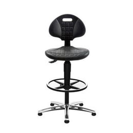 Topstar Arbeitsdrehstuhl TEC 25, ohne Armlehnen, Permanentkontaktmechanik, Muldensitz, Gleiter und Fu&szlig;ring, PU-Schaum/Stahl-Fu&szlig;kreuz, schwarz/chrom