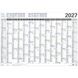 Korsch Wandkalender 2027, 14 Monate mit Ferienterminen, Kalendarium f&uuml;r D, L 670 x B 970 mm, wei&szlig;