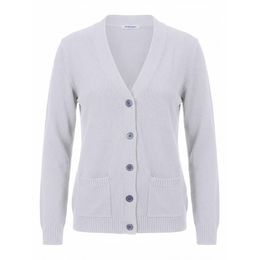 Peter Hahn - Strickjacke mit V-Ausschnitt, weiss, Gr. 38 / S - Baumwolle