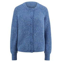 Peter Hahn - Strickjacke mit Rundhals-Ausschnitt, blau, Gr. 36 / S - Alpaka
