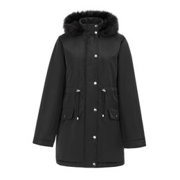 Miso - Parka f&uuml;r Damen, Durchgehender Rei&szlig;verschluss (Schwarz)