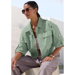 Lascana Blouson 'aus leichter Webware mit 3/4-&Auml;rmeln' gr&uuml;n Gr. 32/34 f&uuml;r Damen. Figurumspielend