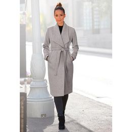 Lascana Langmantel 'mit Bindeg&uuml;rtel und Taschen' mehrfarbig Gr. 46 f&uuml;r Damen. Figurumspielend