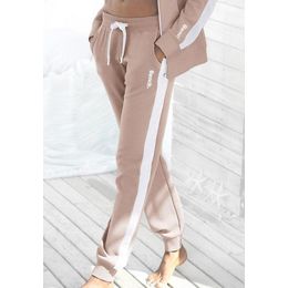 BENCH. LOUNGEWEAR Sweathose mehrfarbig Gr. 52/54 f&uuml;r Damen. Mit Logodruck. Bequem. Nachhaltig.