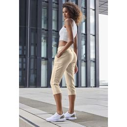 Lascana Caprileggings beige Gr. 32 f&uuml;r Damen. Mit Bindeband. Basic. Nachhaltig.
