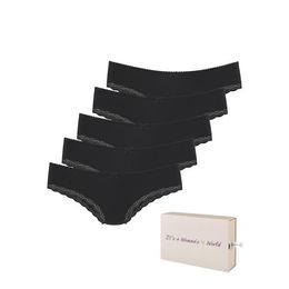 Lascana Brasilslip schwarz Gr. 48/50 f&uuml;r Damen. Mit Schleife, Spitze. K&ouml;rpernah. Nachhaltig.