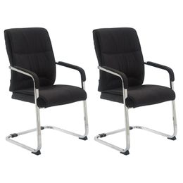 CLP 2er Set XXL-Freischwinger Anubis Mit Gepolsterter Sitzfl&auml;che I Konferenzst&uuml;hle Mit Metallgestell Und Stoffbezug