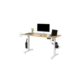 Makika H&ouml;henverstellbarer Schreibtisch elektrisch 140 x 70 cm - Eiche Wei&szlig;