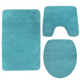 NYVI Badematte NYVISpa Lasalle - Badezimmerteppich - Rutschfest, Saugf&auml;hig, Schnell Trocknend, Fu&szlig;bodenheizung geeignet, Waschbar, Weich Farbe:Aqua;Gr&ouml;&szlig;e:Set 3-teilig