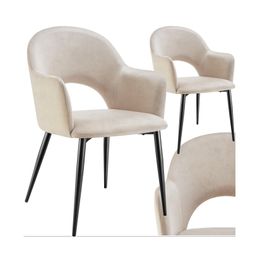 TecTake&reg; Armlehnstuhl, in Samtoptik, gepolstert, pulverbeschichtete Stahlbeine, 57 x 61,5 x 87,5 cm