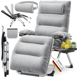 Kesser&reg; Sonnenliege Liegestuhl, klappbare Gartenliege extra breit & Wetterfest, Belastbar 200kg, Ergonomisches Polster, verstellbare R&uuml;ckenlehne inkl. Nackenkissen, Getr&auml;nkehalter & Armpolster