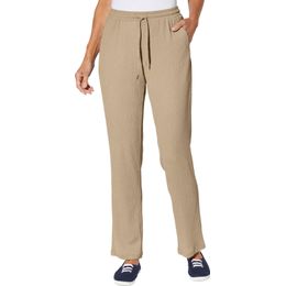 Damen Schlupfhose in Crinkle-Qualit&auml;t beige, Gr&ouml;&szlig;e 38