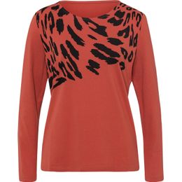 Damen Langarmshirt mit Leo-Druck terra-schwarz, Gr&ouml;&szlig;e 40