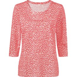 CR&Eacute;ATION L Damen 3/4-Arm-Shirt mit Minimal-Druck wei&szlig;-erdbeere-bedruckt Gr&ouml;&szlig;e 52