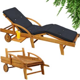 Casaria Gartenliege Tami Sun Akazie inkl Auflage Anthrazit