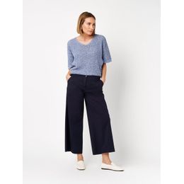 Toni Damen Culottedunkelblau, Gr. 44, Web, Obermaterial: 97% Baumwolle, 3% Elasthan, Hosen, mit extra weitem Beinverlauf und B&uuml;gelfalte, Stretch