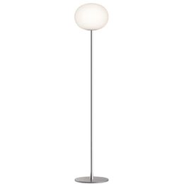 Flos Standleuchte Glo-Ball F2 Silber matt, Glas wei&szlig; opal