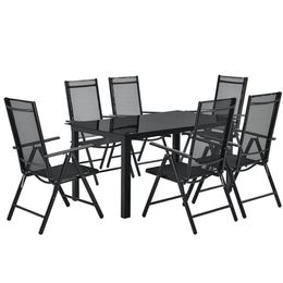 Juskys Gartengarnitur, Dunkelgrau, Metall, 7, Gartenm&ouml;bel, Gartenm&ouml;bel-Sets