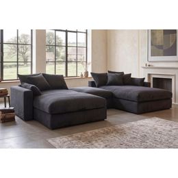 Wohnlandschaft OTTO HOME, B:385cm T:198cmschwarz, 100% Polyester, Sofas, "Cosy Lounge U-Form, Breite 385 cm", Mega-Sofa mit Cordstoff bezogen, mit
