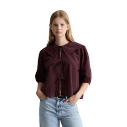 Marc O'Polo Damen Kurzarmbluse "aus leichter Bio-Baumwolle"burnt aubergine, Gr. XXS, MARC O'POLO DENIM, unifarben, Obermaterial: 100% Baumwolle, Blusen
